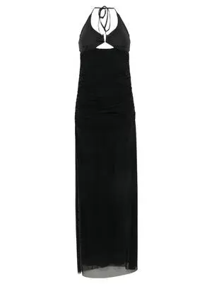 FISICO Ruched Halterneck Maxi Dress - Black