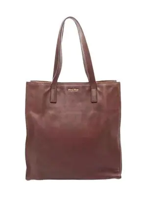 Miu Miu Leather Tote Bag - Brown