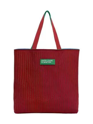 BENETTON Ribbed Knit Tote Bag - Blue