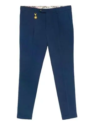MANUEL RITZ Seersucker Pleated Trousers - Blue
