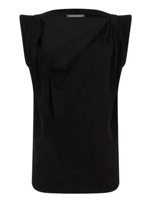 Alberta Ferretti Draped Padded-shoulder Top - Black