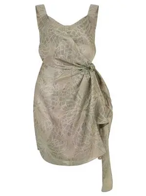 Alberta Ferretti Jacquard-effect Knotted-waist Party Dress - Neutrals