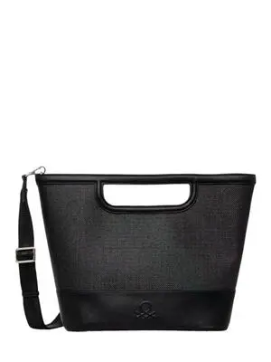 BENETTON Cut-out Handle Tote Bag - Black