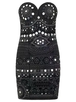 Moschino Strapless Mini Dress With Mirror Embellishment - Black