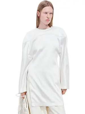 Bottega Veneta Wool And Silk Satin Top - Chalk