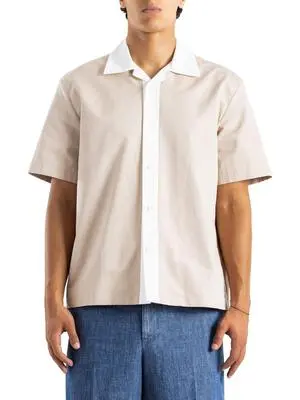 JIL SANDER Relaxed Fit Short-sleeve Shirt In Cotton And Silk With French Collar - Natural