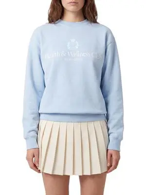 SPORTY & RICH Relaxed Fit Cotton Crewneck Sweatshirt - Gnawed Blue