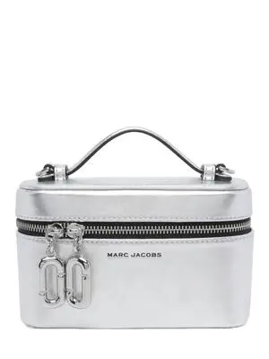Marc Jacobs The Vanity Laminated Leather Handbag With Logo Charm - Silver