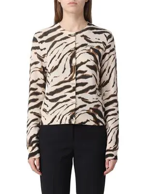 GANNI Zebra-print Organic Cotton Cardigan With Logo - Multicolor