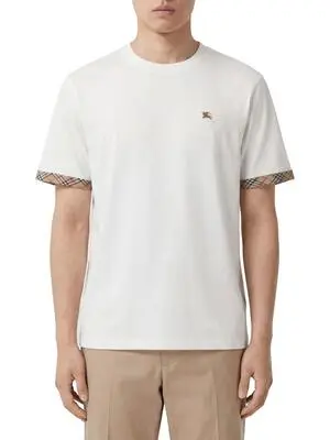 Burberry Ekd Embroidered Contrast Logo Cotton Crewneck T-shirt - White
