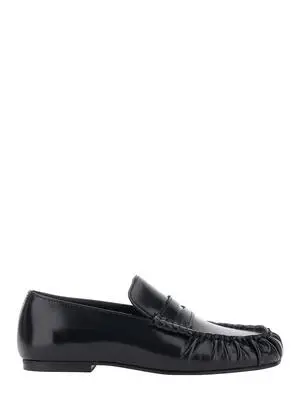 ALOHAS Aven Loafers In Brushed Leather With Penny Bar - Black