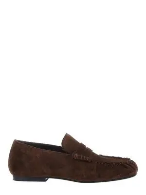 ALOHAS Aven Suede Loafers With Penny Bar And Low Heel - Brown