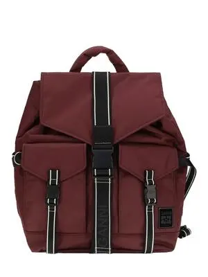 GANNI Ganni Recycled Polyamide Backpack With Flap And Adjustable Buckles Wine
