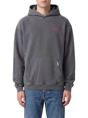 REPRESENT Relaxed Fit Cotton Hoodie With Printed Logo - Grey