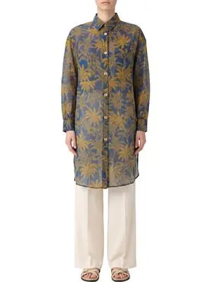ERES Exotisme Relaxed Fit Tropical Print Cotton Shirt With Long Sleeves - Multicolor