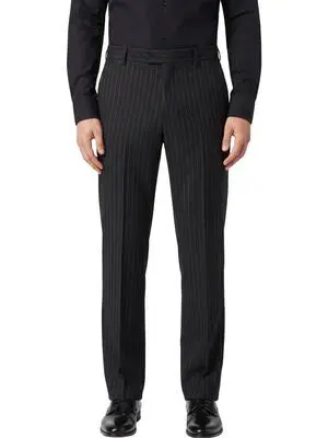 Philipp Plein Slim Fit Pinstripe Cotton Tailored Trousers - Grey