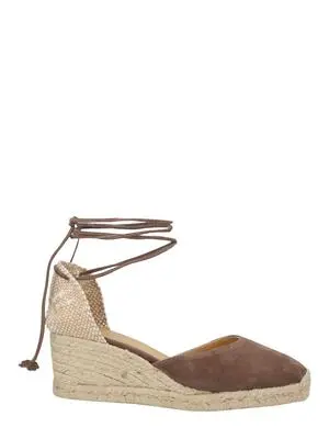 CastaÑer Carina Suede Espadrilles With Mid Wedge Heel And Ankle Ties - Grey