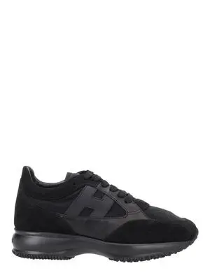 Hogan Interactive Nylon And Suede Sneakers With H Logo - Black