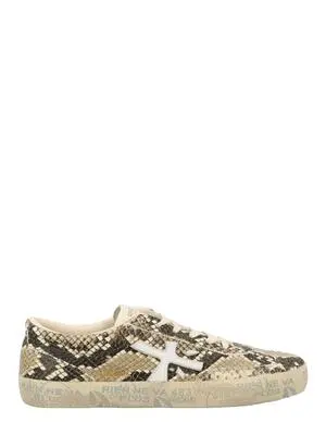 Premiata Python-print Leather Lace-up Sneakers - Multicolor