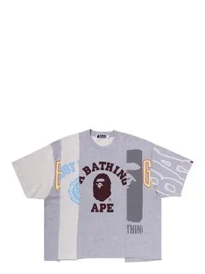 A BATHING APE Upcycled Multi Logo Cropped T-shirt - Grey