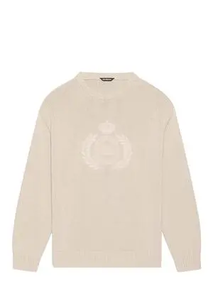 Balenciaga Laurel Crown Logo Crewneck Knitted Sweater - Tan
