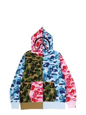 A BATHING APE Camouflage Shark Full Zip Hoodie - Multicolor