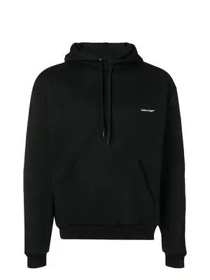 Balenciaga Contrast Logo Print Hoodie - Black