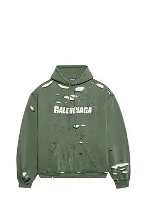 Balenciaga Destroyed Oversized Fit Hoodie - Green