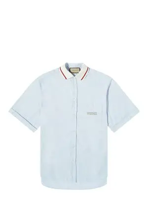 Gucci Pique Collar Logo Short-sleeve Shirt - Blue