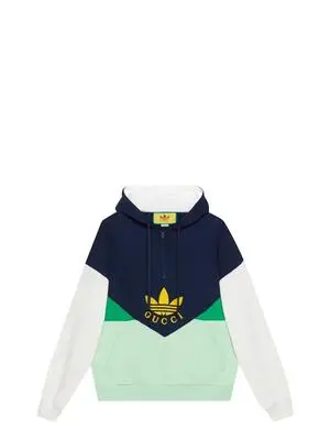 Gucci X Adidas Colorblock Hooded Sweatshirt - Blue