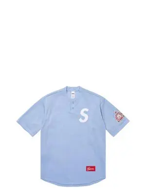 Supreme Shop Logo Henley - Blue