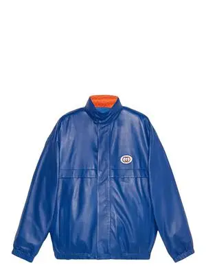 Gucci Reversible Interlocking G Leather Jacket - Blue
