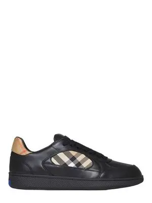 Burberry Terrace Sneakers In Black Leather - Multicolor