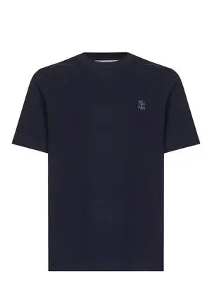 Brunello Cucinelli Blue Solomeo Crest T-shirt - Multicolor