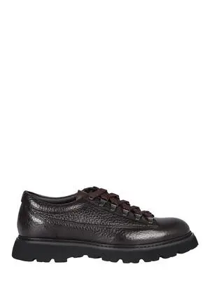 DOUCAL'S Textured Grained Leather Lace-up Shoes With Vibram® Sole - Brown