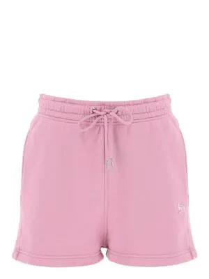 Maison Kitsuné Cotton Mini Shorts With Fox Appliqu - Pink