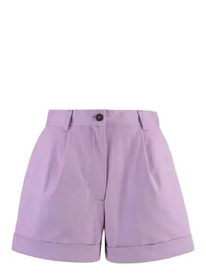 Maison Kitsuné Cotton Shorts With Roll-up Cuffs - Lilac