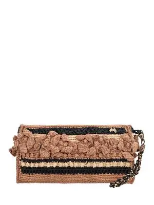 MADE FOR A WOMAN Raffia-crochet Striped Clutch - Beige