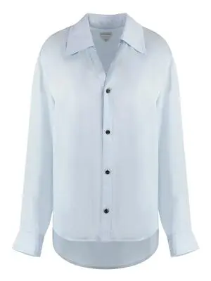 Bottega Veneta Viscose Twill Shirt With Asymmetrical Hem - Light Blue