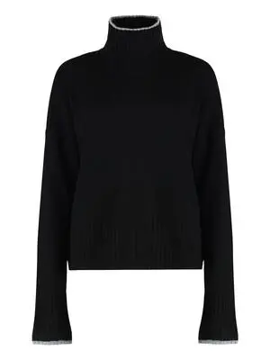 Pinko Wool And Cashmere Blend High Neck Sweater - Black