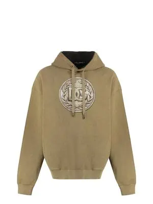 Dolce & Gabbana Oversized Dg Coin Print Cotton Hoodie - Sand