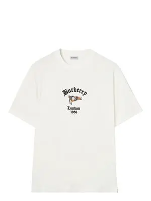Burberry Embroidered Crew Neck T-shirt Size - Bianco