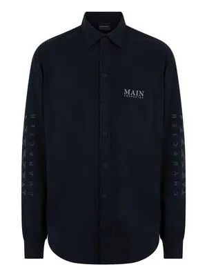 Balenciaga Long Sleeve Cotton Jersey Shirt With Embroidered Details - Black