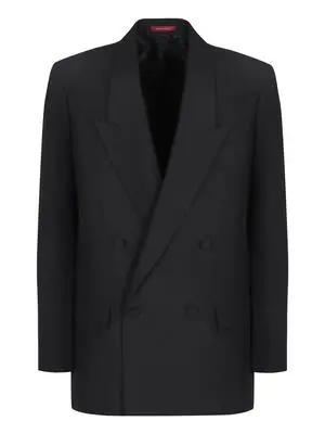 Gucci Double-breasted Jacket In Technical Panama - Black