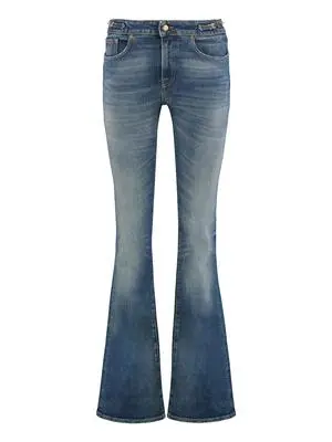 GOLDEN GOOSE Bootcut Jeans With Vintage Wash And Metallic Detail - Denim