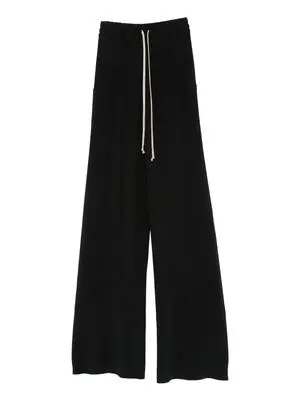 Rick Owens Wide-leg Trousers With Ribbed Waistband And Drawstring - Nero