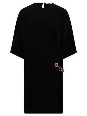 Celine Elegant Long Dress With Chain Detail - Black
