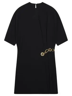 Celine Elegant Long Dress With Chain Detail - Black