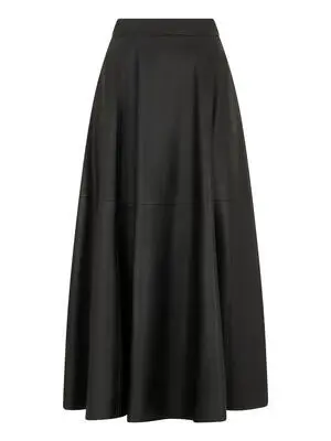 RAQUEL DINIZ RAQUEL DINIZ High-Waisted Midi Pleated Leather Skirt