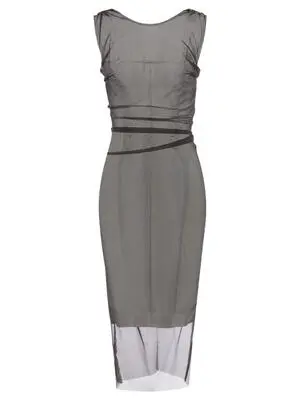 MAISON MARGIELA Sleeveless Sheer Tulle Overlay Midi Dress - Grey